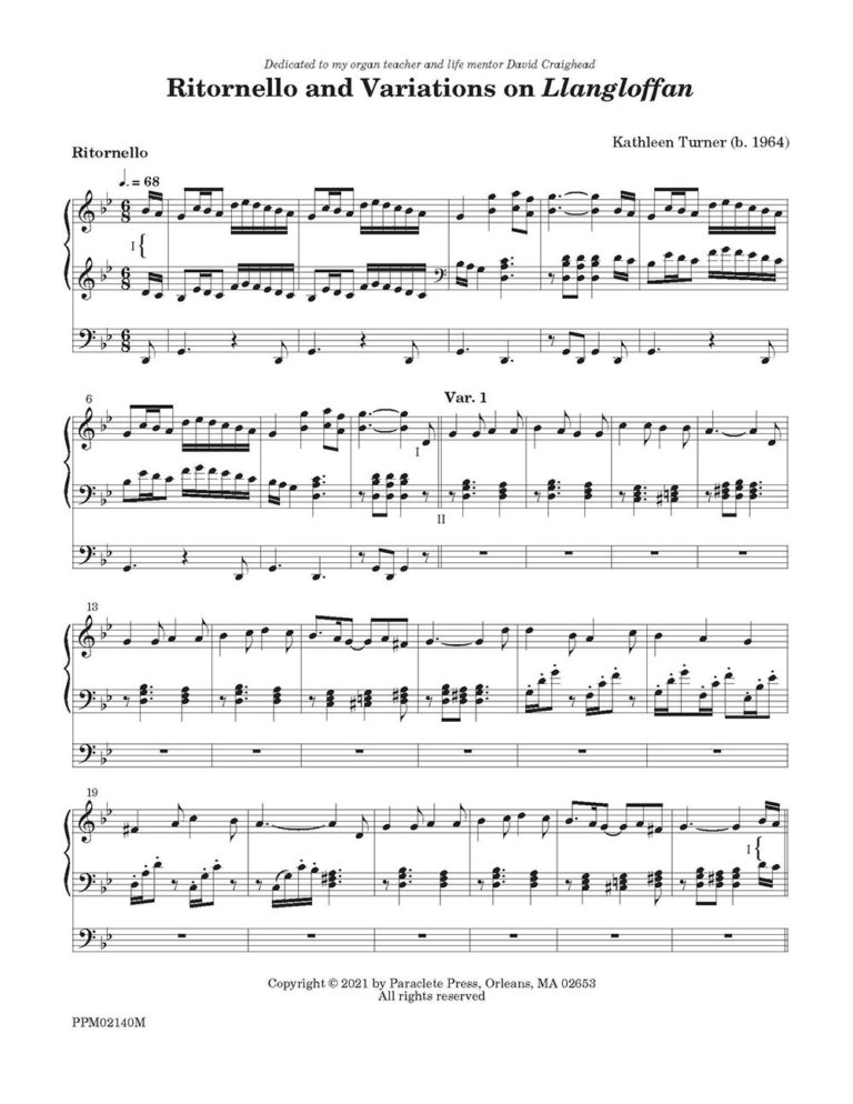 Ritornello and Variations on Llangloffan - Paraclete Press Sacred Music