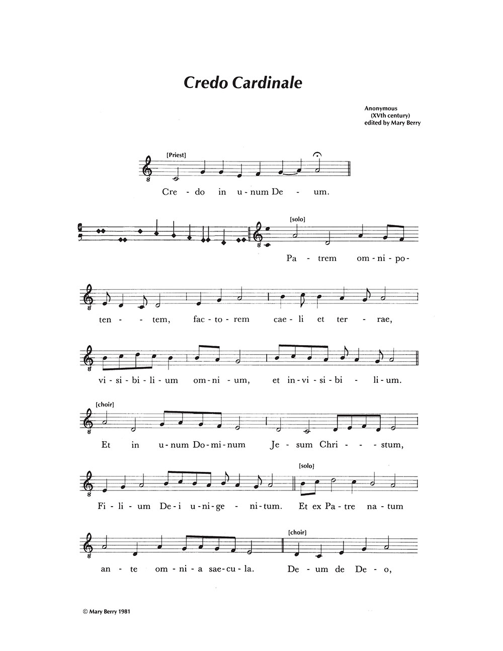 Credo Cardinale - Paraclete Press Sacred Music